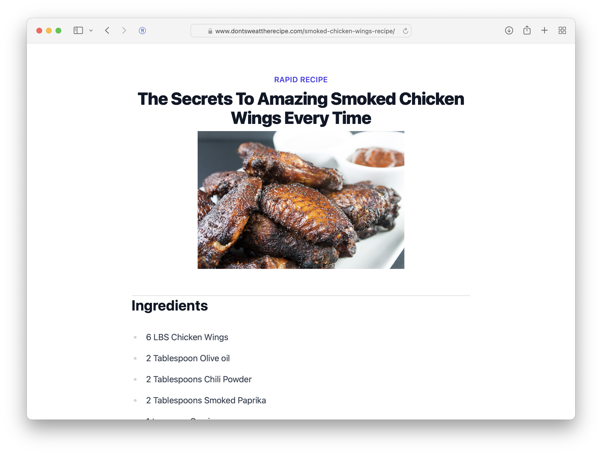 Rapid Recipe | Safari Extension to see just the recipe - no ads, no story
